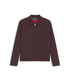 Hugo Slim-fit Jacket In Wool-blend Poplin - Light Brown