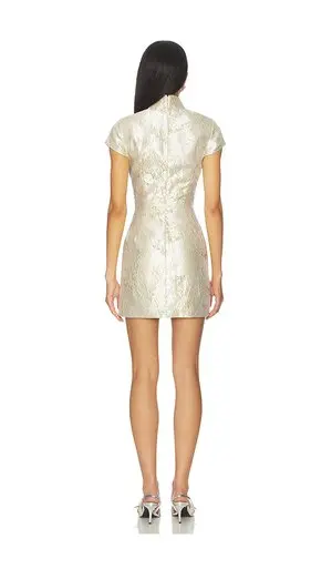 SAU LEE Jada Jacquard Dress - Silver Mint