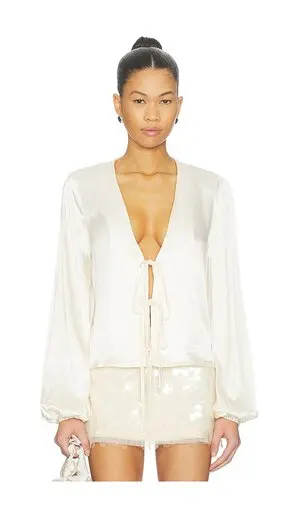 SNDYS. Lucille Tie Front Long Sleeve Top
