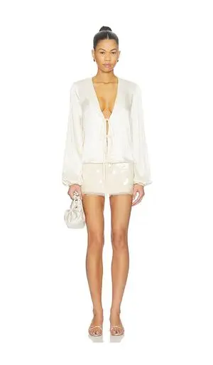 SNDYS. Lucille Tie Front Long Sleeve Top