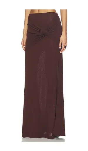 SNDYS. Kalea Twist Maxi Skirt - Chocolate