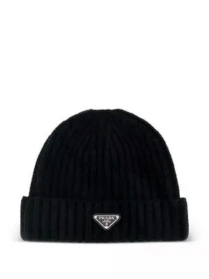 Prada Triangle Logo Beanie - Black