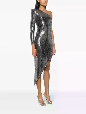 NISSA One-shoulder Sequinned Midi Dress