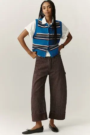DAMSON MADDER Button-front Sweater Vest - Blue Stripe