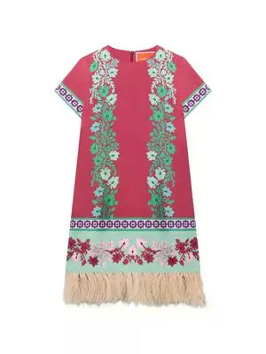 La DoubleJ Floral Fringed Swing Dress - Red