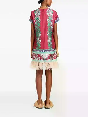 La DoubleJ Floral Fringed Swing Dress - Red