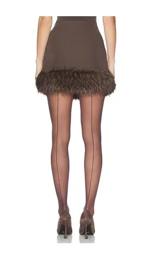 Apparis Meadow Faux Fur Trim Mini Skirt - Brown