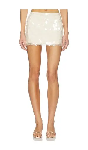 SNDYS. Sequined Micro Mini Skirt With Tulle Trim - Ivory