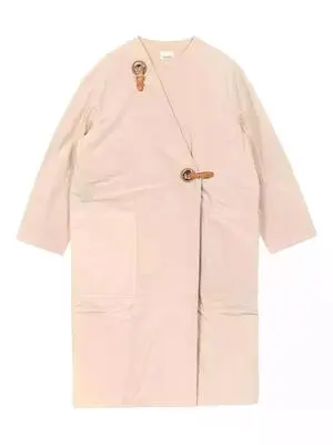 Hermès 2010s Wrap Coat With Leather Trim - Neutrals