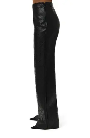 Naked Wardrobe Diamond Stitched Faux Leather Wide Leg Pants