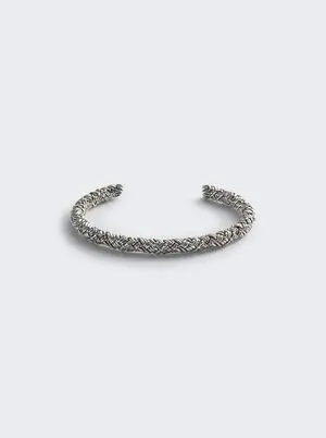 Bottega Veneta Intreccio Sterling Cuff Bracelet