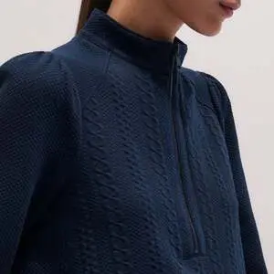 ME+EM Cable Jacquard Half-zip Top