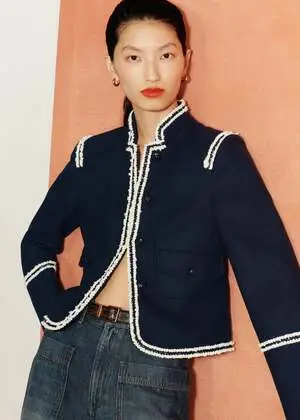 ME+EM Fitted Braid Jacket - Navy