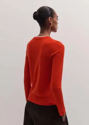 ME+EM Barely There Contrast Trim Jumper - Orange/soft White