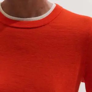 ME+EM Barely There Contrast Trim Jumper - Orange/soft White