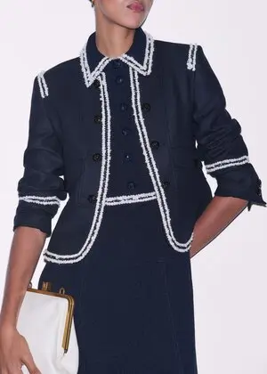 ME+EM Fit + Flare Fray Trim Midi Dress