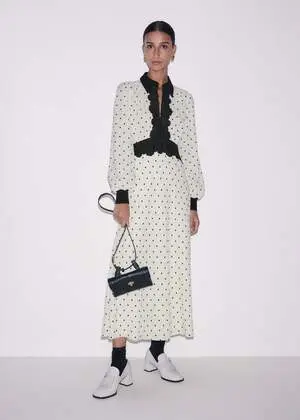 ME+EM Polka Dot Maxi Dress With Lace Trim - Cream/black