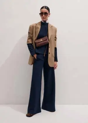 ME+EM Cable Jacquard Wide-leg Trousers - Navy