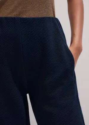 ME+EM Cable Jacquard Wide-leg Trousers - Navy