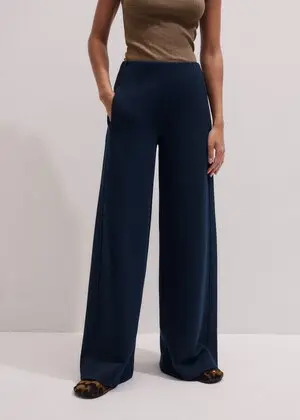 ME+EM Cable Jacquard Wide-leg Trousers - Navy
