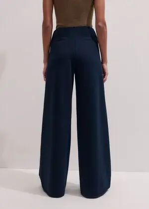 ME+EM Cable Jacquard Wide-leg Trousers - Navy