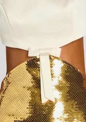 Retrofete Zevy Sequin Dress - Cream/ochre