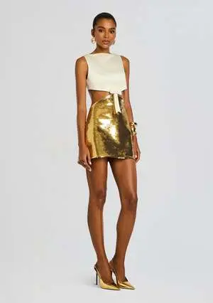 Retrofete Zevy Sequin Dress - Cream/ochre
