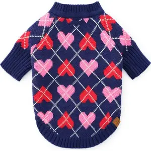 THE FOGGY DOG Heart Knit Dog Sweater - Navy
