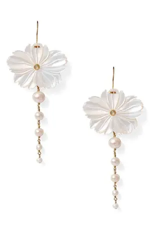 Chan Luu Magnolia Freshwater Pearl Drop Earrings - White Mop
