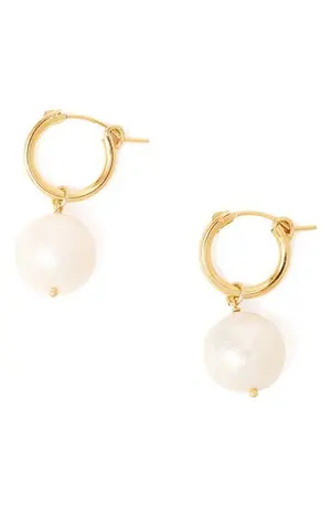 Chan Luu Baroque Freshwater Pearl Hoop Earrings - White Pearl
