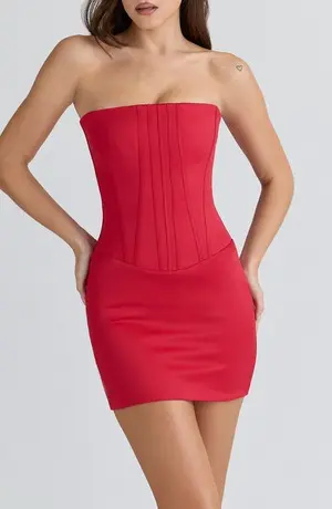 House Of Cb Laila Strapless Mini Dress - Red