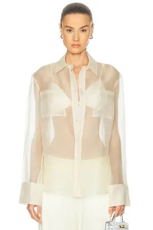 SEROYA Estella Silk Shirt - Eggshell