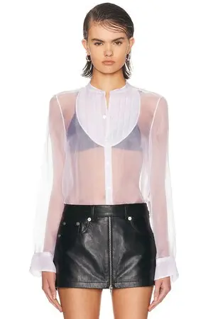 R13 Pleated Silk Tuxedo Shirt