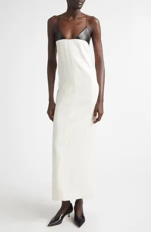 Brandon Maxwell The Bridges Wool & Silk Column Dress - Cream/black