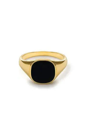 Miansai Olympus Enamel Signet Ring - Gold Vermeil Black