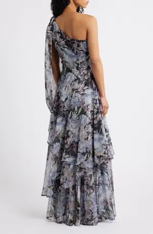 Lulus Amara Floral One-shoulder Gown