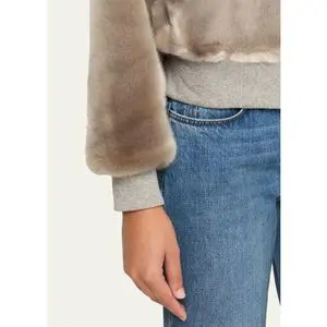 FAZ Faux-fur Bomber Jacket With Velour Trim
