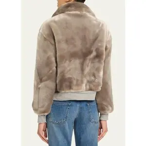 FAZ Faux-fur Bomber Jacket With Velour Trim