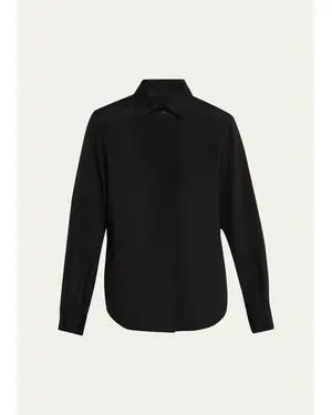 Lafayette 148 New York Pleated Button-down Shirt - Black