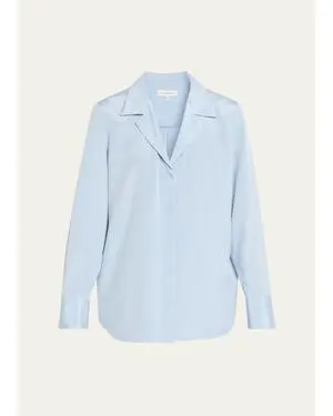 Lafayette 148 New York Pleated Button-down Shirt - Cloud