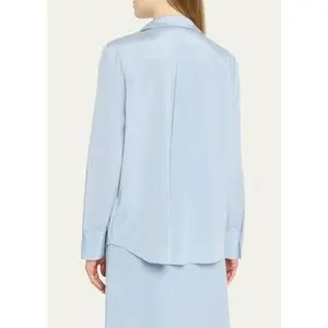 Lafayette 148 New York Pleated Button-down Shirt - Cloud