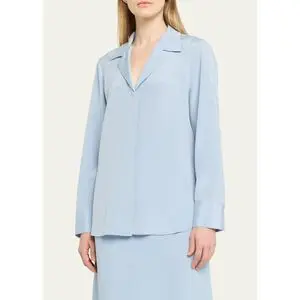 Lafayette 148 New York Pleated Button-down Shirt - Cloud