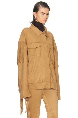 Norma Kamali Fringe Oversized Jacket - Camel