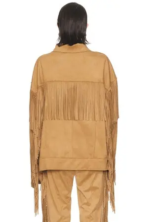 Norma Kamali Fringe Oversized Jacket - Camel