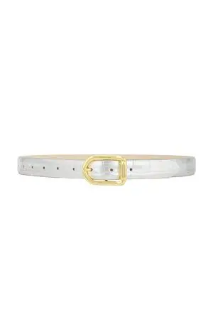 DEHANCHE Mija Mirror Croc Belt - Silver Croco & Gold