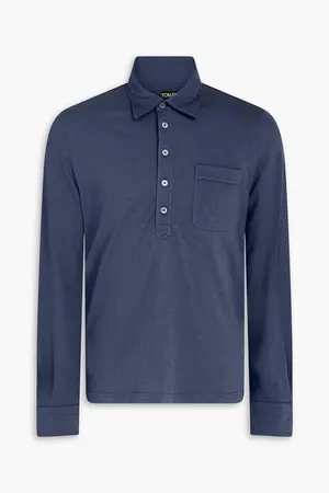 TOM FORD Cotton And Silkblend Piqué Polo Shirt Navy