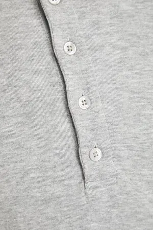 TOM FORD Cotton And Modalblend Jersey Henley Tshirt - Light Gray