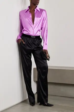 TOM FORD Oversized Stretch-silk Satin Shirt