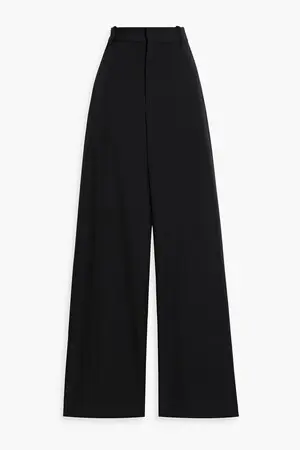 Balmain Grain De Poudre Wool Wide-leg Pants - Black