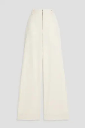 Balmain Grain De Poudre Wool Wide-leg Pants - Ivory